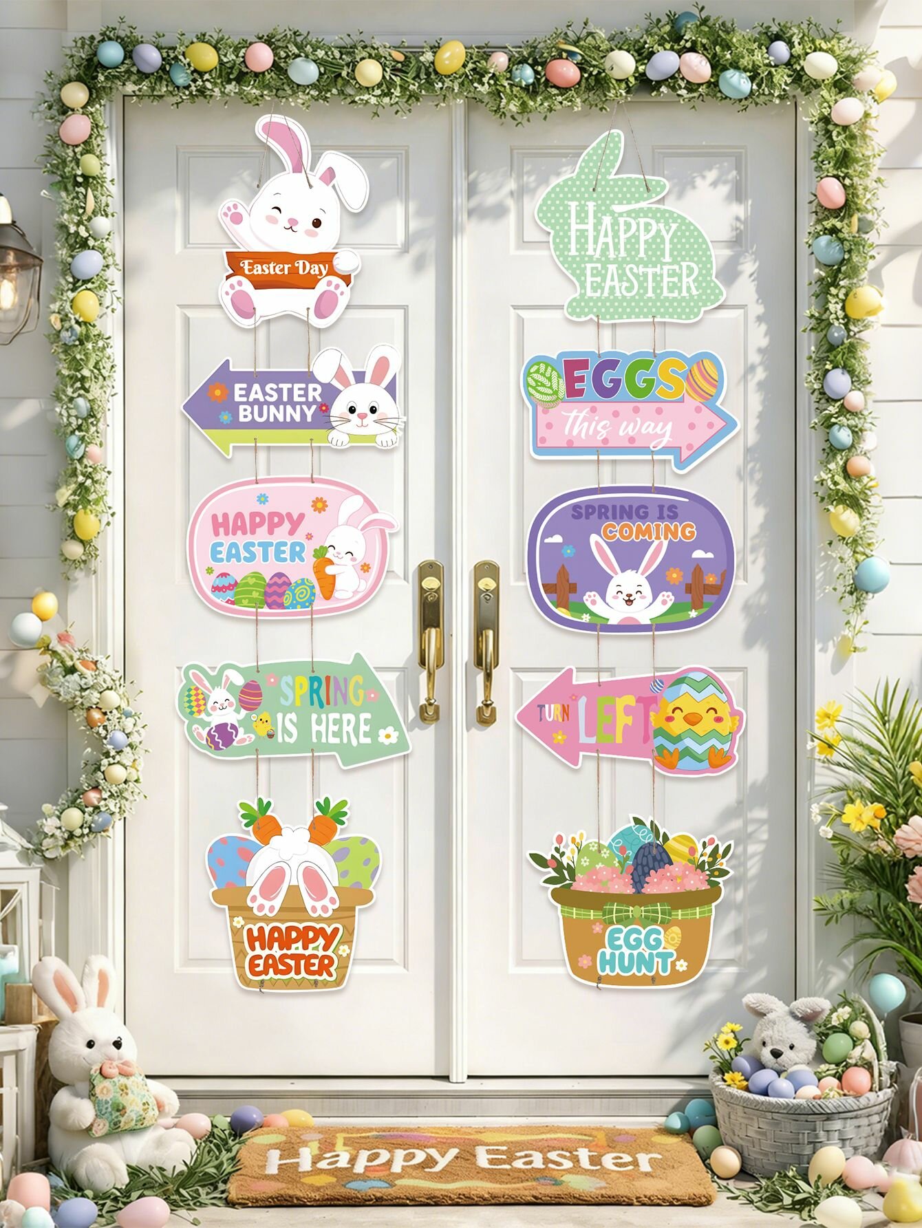 Пасхальный кролик, подвешенный на бумажной двери-10 шт./компл.