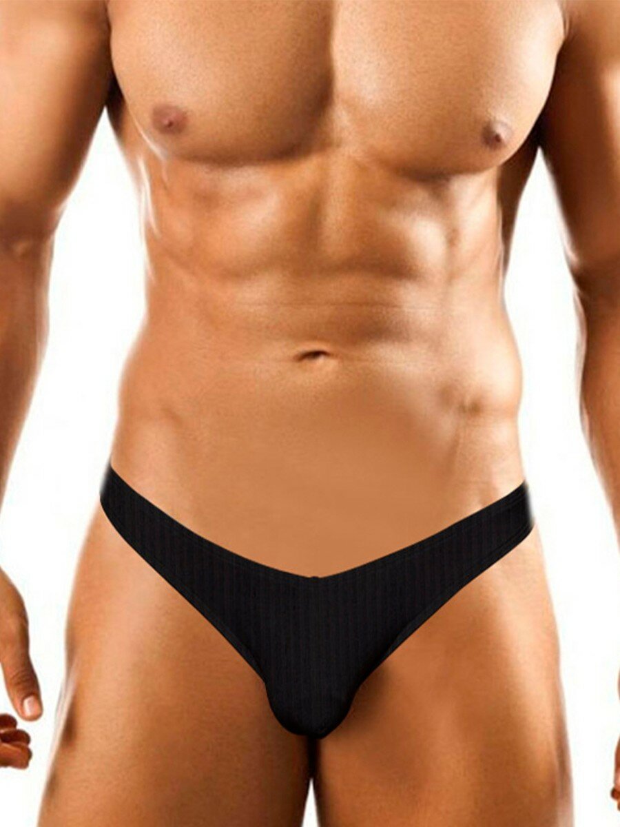 Мужские трусы стринги черные ADANNU AN7113-2 хлопок/спандекс XL (50)