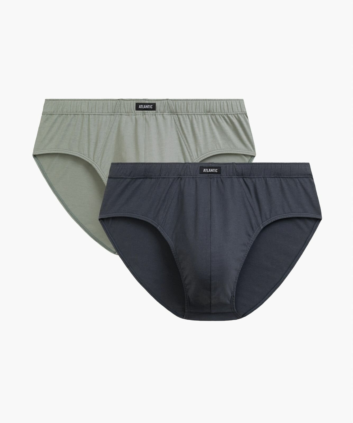 Мужские трусы (2шт) слипы классика Atlantic 2RMP-006, хлопок, светло-зеленый + графитовый (L)