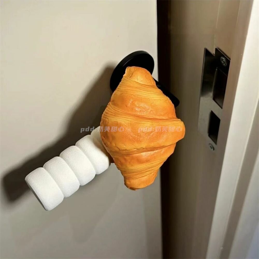 Милый новый защитник ручки двери в виде яйца и круассана, стильный домашний декор, антиударный подарок для общежития и домашнего использования