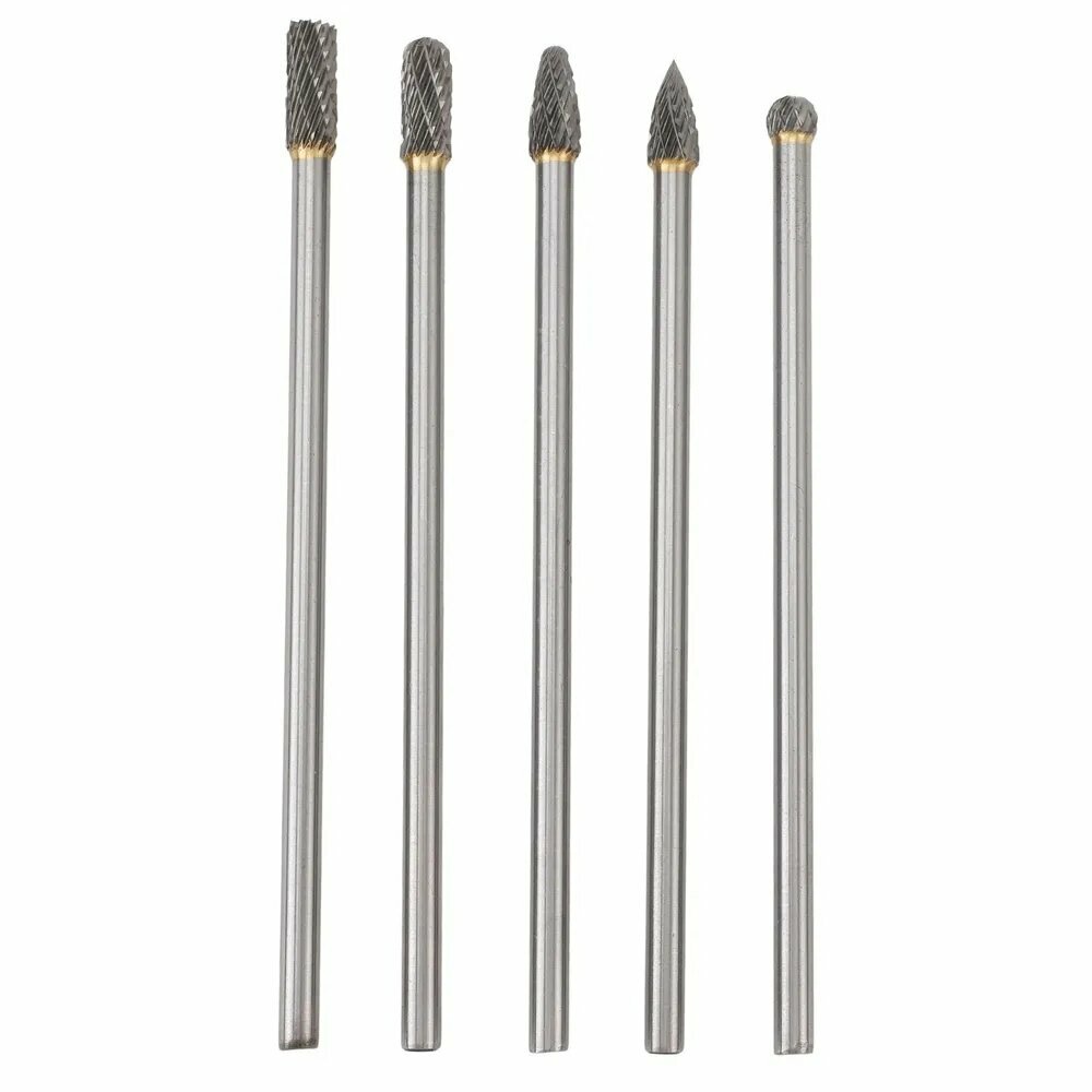 Набор твердосплавных борфрез, шарошек по металлу, пластику, дереву для гравера и дрели из сплава карбида вольфрама / Насадки, фрезы, 5штук, 8 мм, хвостовик 6 мм