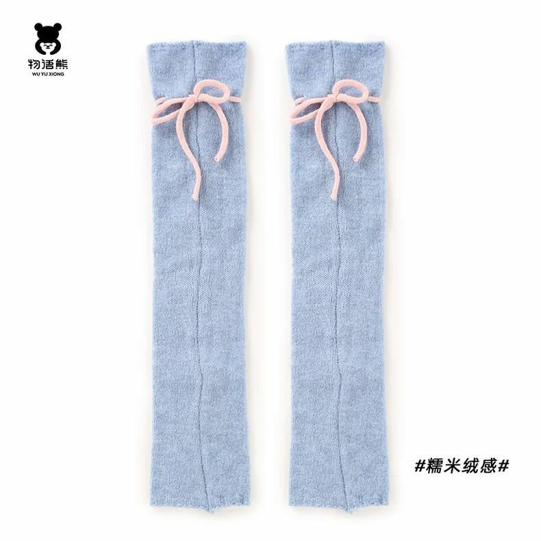 Допаминовые однотонные грелки для рук, универсальные защитные рукава, вязаные полупальцевые рукава, теплые длинные стильные на осень и зиму