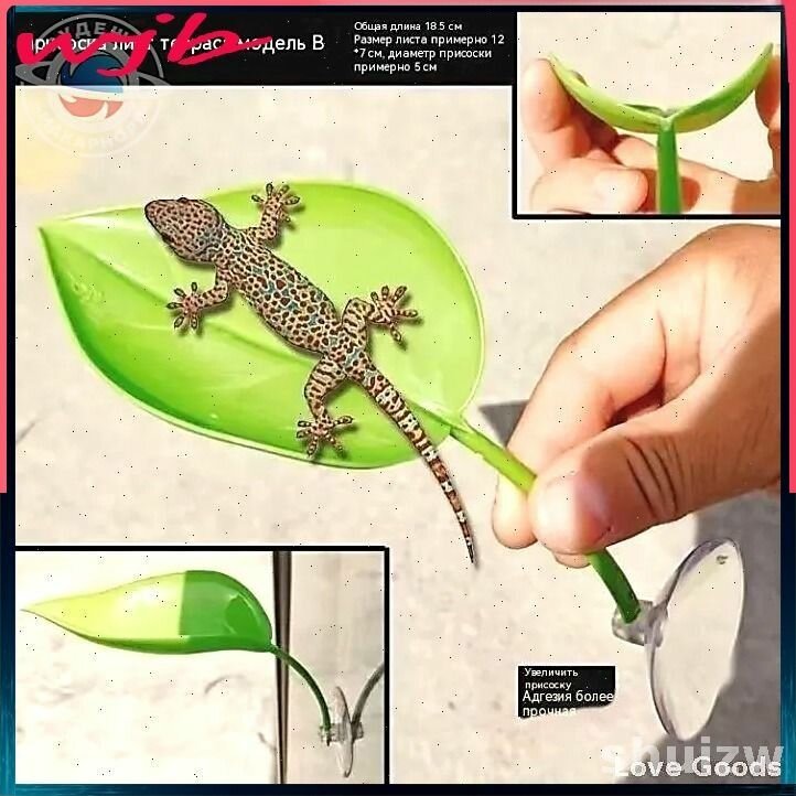 Эксклюзивная декорация для террариума в форме листа с присоской, предназначенная в качестве фона, лежанки для эублефара или коврика для бананоеда и других рептилий, 1 штука