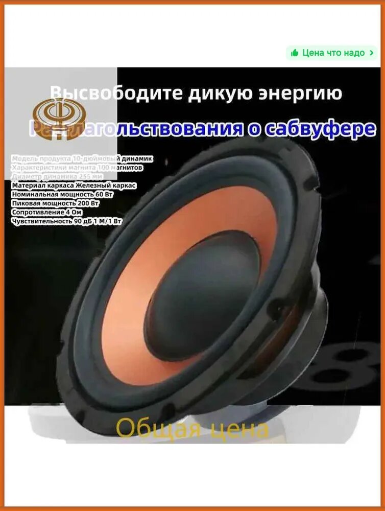 Сабвуфер автомобильный, 25 см (10 дюйм.)