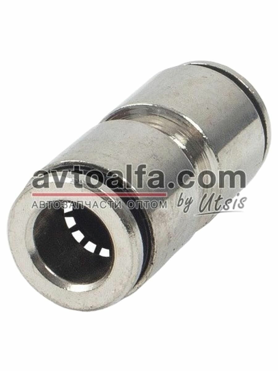Фитинг соединитель 10мм (MPU010) КАМАЗ, МАЗ, МТ3, ЗИЛ, MAN металлический прямой (БелАвтоКомплект, Китай)