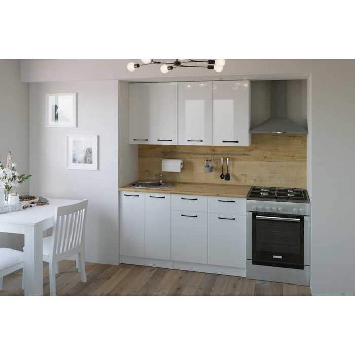 Кухонный гарнитур прямой «Жасмин медиум 2», 1400 мм, цвет белый/бежевый
