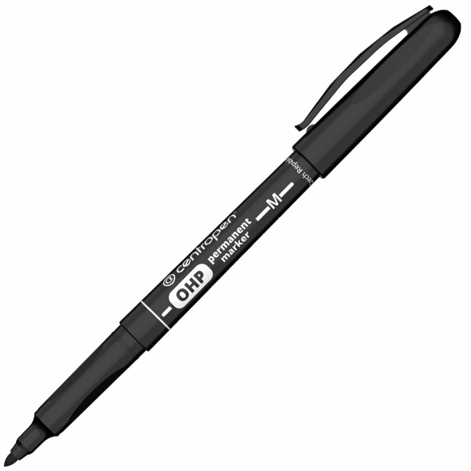 Маркер перманентный для любой гладкой поверхности черный CENTROPEN "OHP", 1 мм, 2637, 626370112, 152682