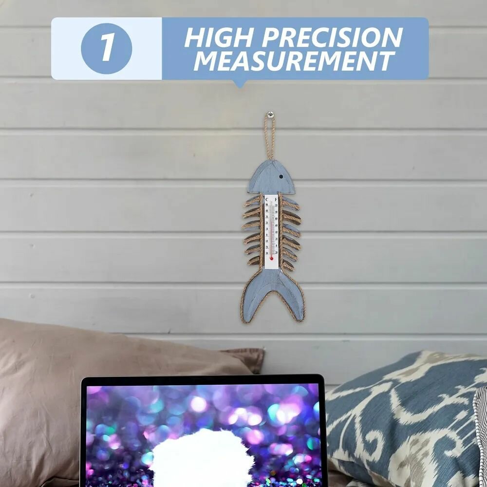 Винтажный деревянный термометр рыбий костный для домашней и офисной стенки