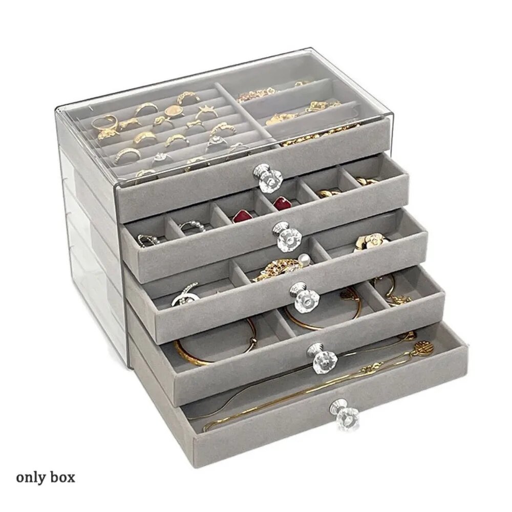 Шкатулка для украшений бежевая, серебряная, Style 3 Grey