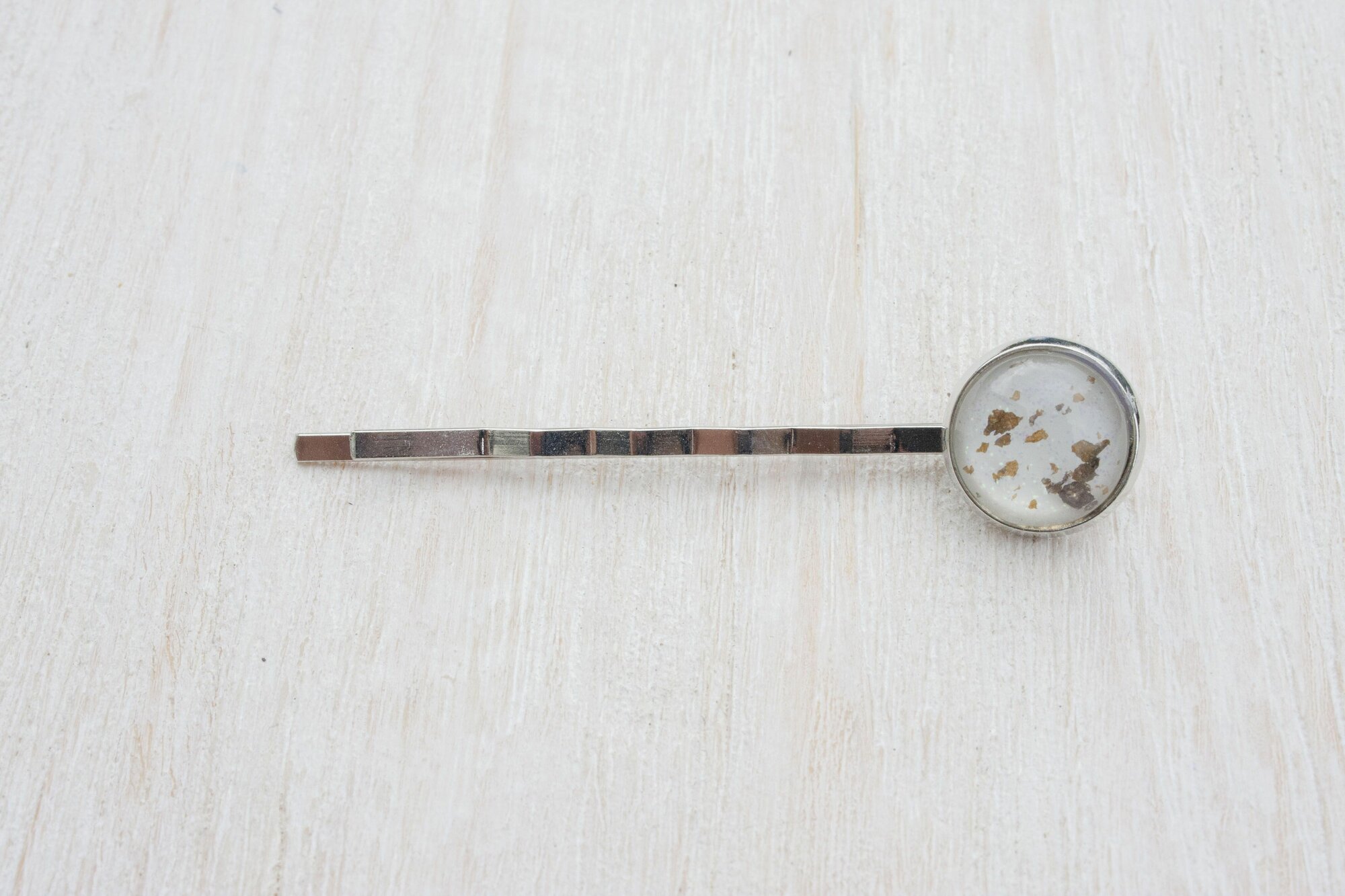 Заколка невидимка для волос "Фольга", вставка 12 мм, белый