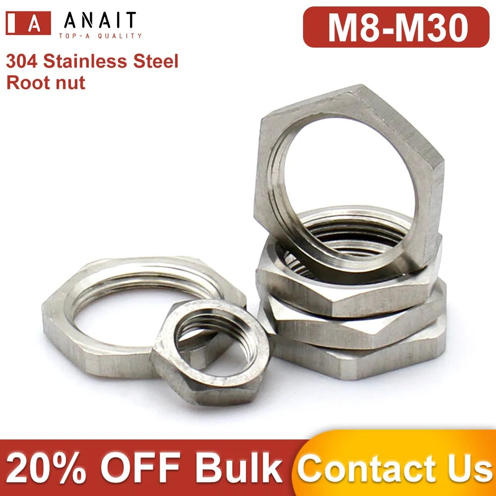 GUOHE Нержавеющие тонкие гайки М8-М30 M20x1x24x4 (1Pc)