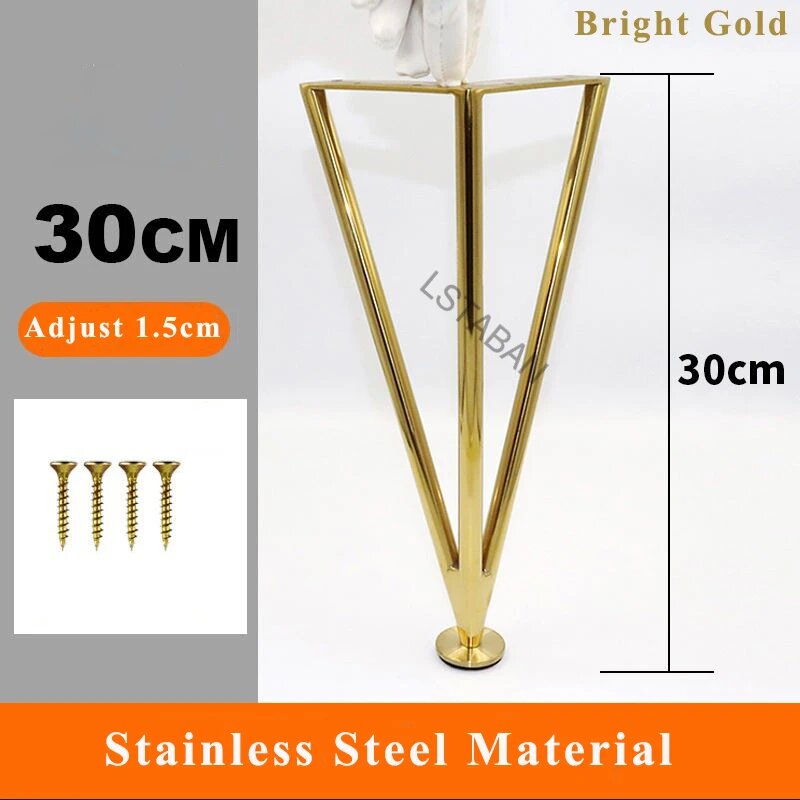 Утолщенные ножки для мебели из нержавеющей стали ножки для ванной комнаты журнальный Gold 30cm 1pc