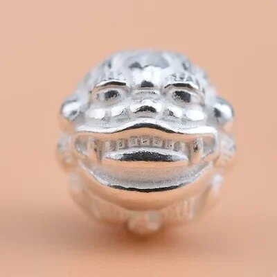 Бусина серебряная S925 с головой льва, 7.5mm, silver