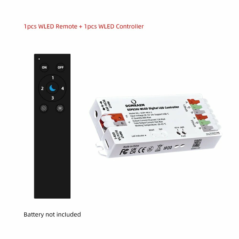 RGB-контроллер DOMRAEM ESP8266/ESP32 USB-C White ESP8266 kit