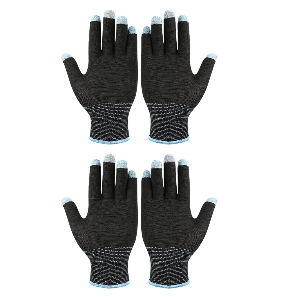 2 пары теплых перчаток с сенсорным экраном для киберспортивных игр с пятью пальцами-черные и синие-один размер