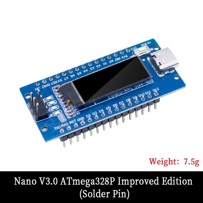 Улучшенный модуль CH340C Nano V3.0 ATmega328P со встроенным OLED-дисплеем 0,91 дюйма
