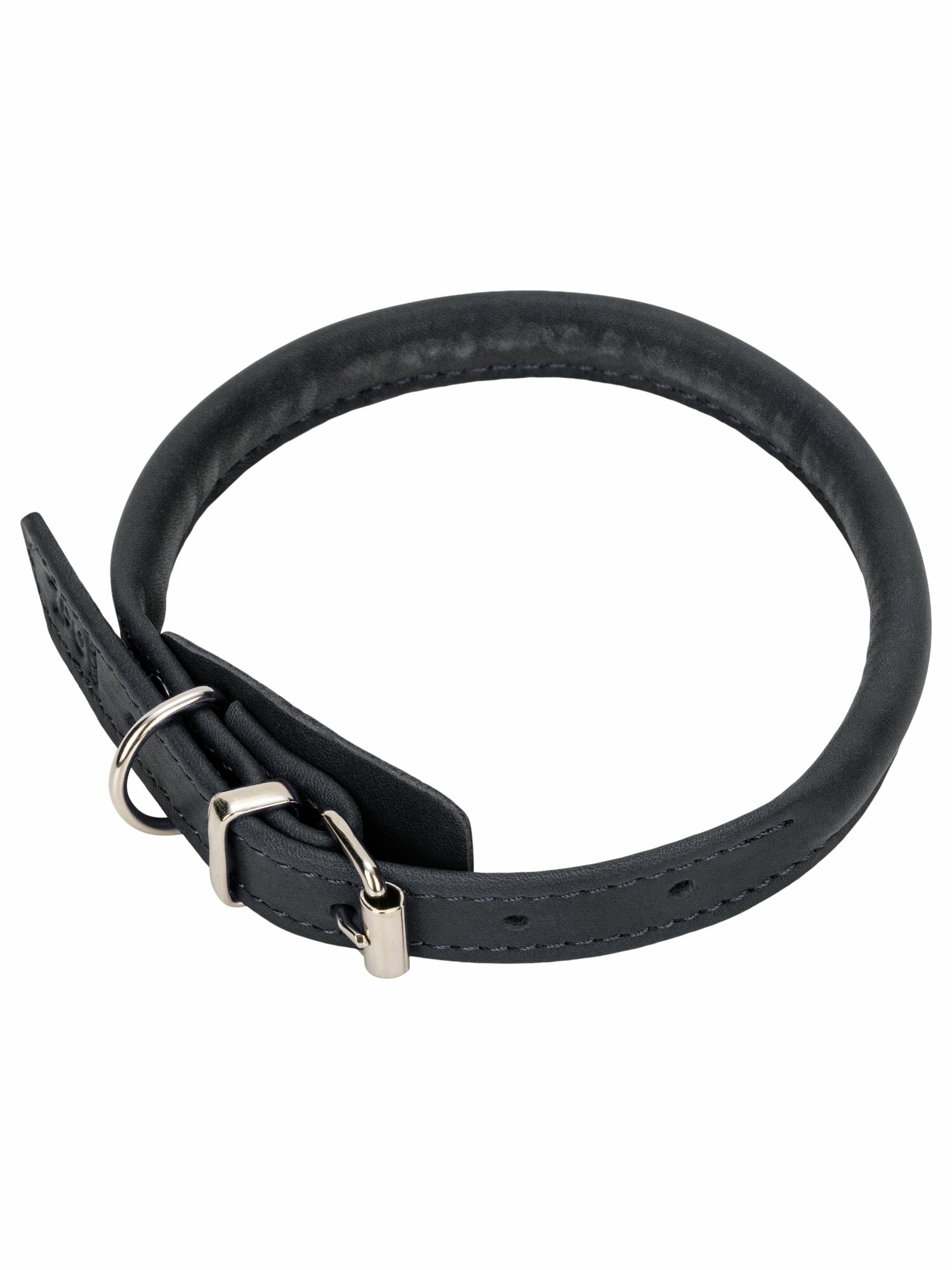Ошейник из натуральной кожи для собак ZooOne, круглый, ширина 14 мм, обхват шеи 27-35 см, пряжка ролик, чёрный, 25-1946