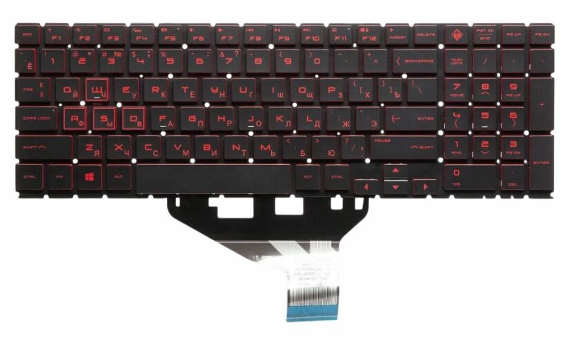 Клавиатура для ноутбука HP OMEN 15-DC0, 15-DC1, 15-DH0, 15-DH1, чёрная, без рамки, с подсветкой