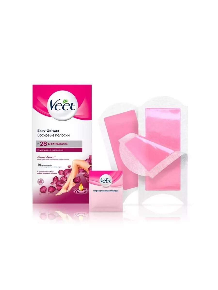 Veet восковые полоски отшелушивание и увлажнение 10 шт