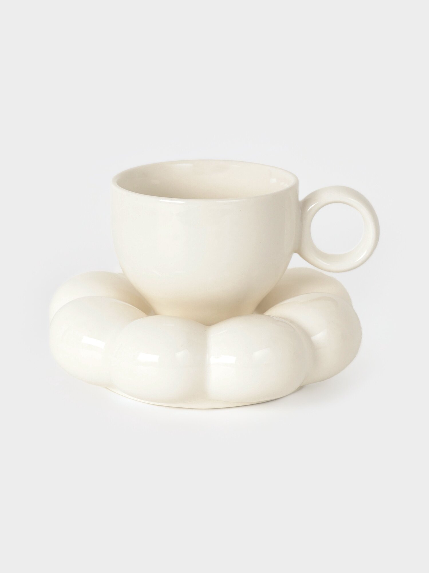 Керамическая кофейная пара «Нежное белое облако», объём 220 мл.
