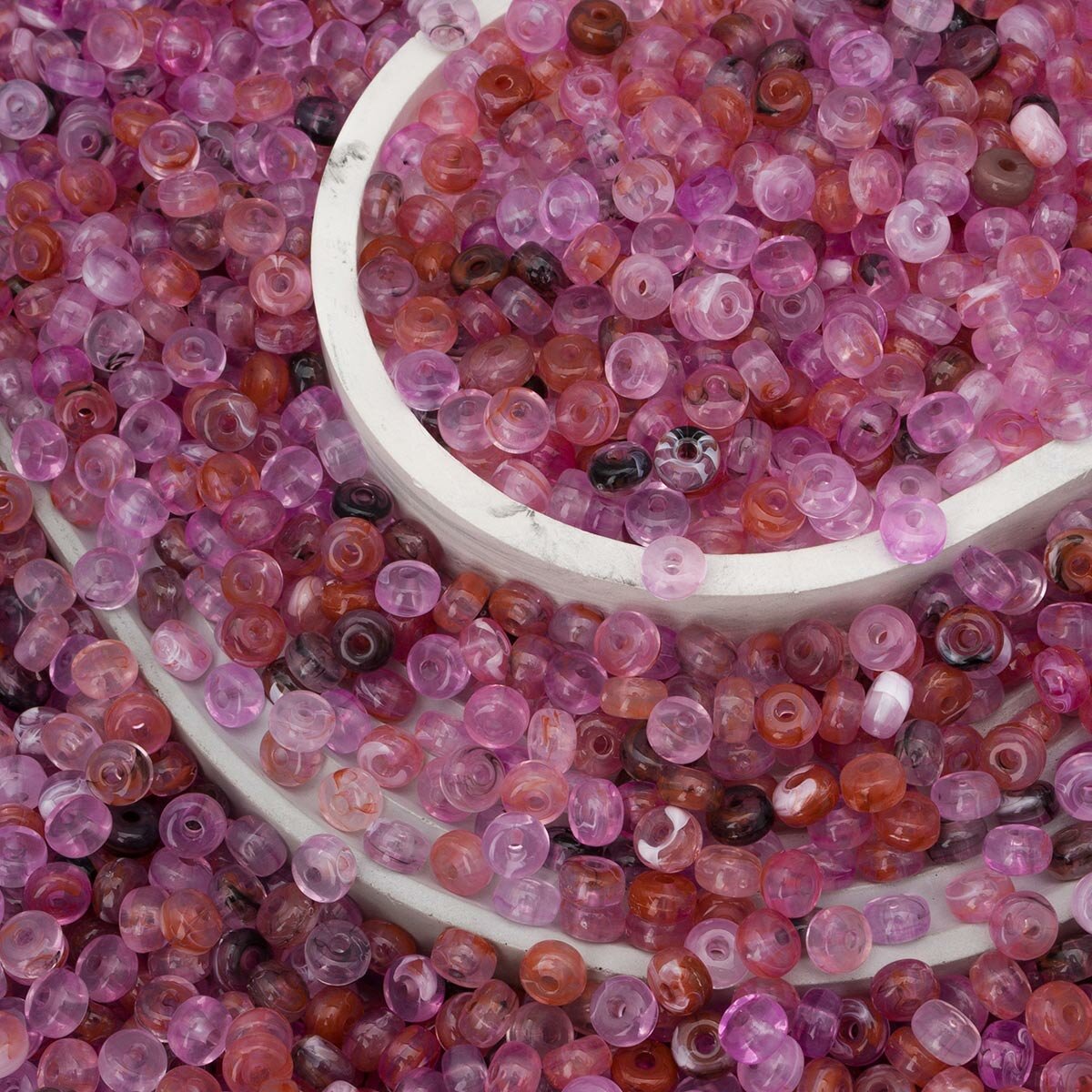 Бусины для рукоделия плоские шайбы, 4×7 мм, акрил, цвет прозрачный черри-кварц, 500 г