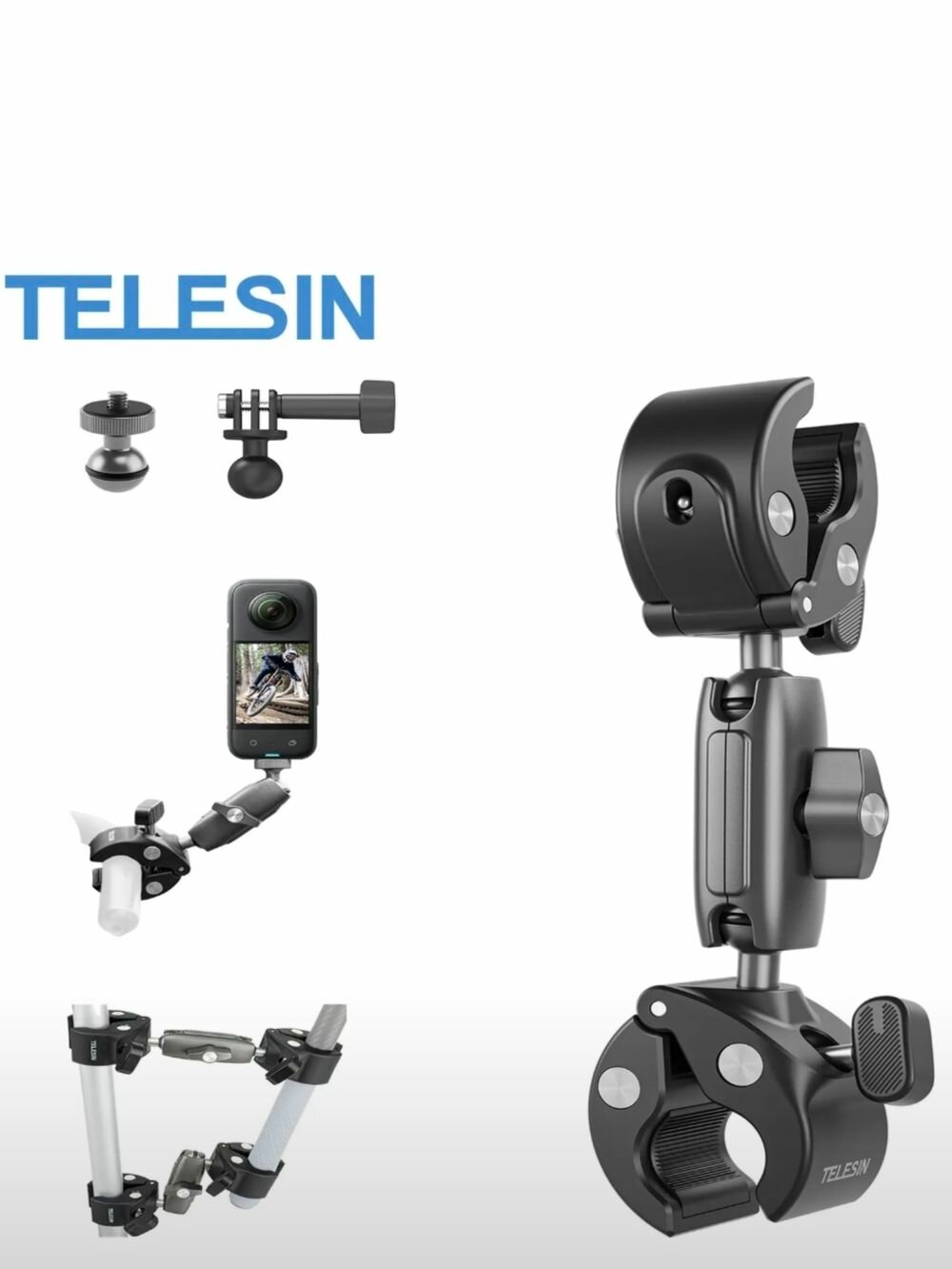 Крепление-струбцина Telesin с эксцентриковым фиксатором Bike Mount для GoPro, Xiaomi, SJCAM, EKEN
