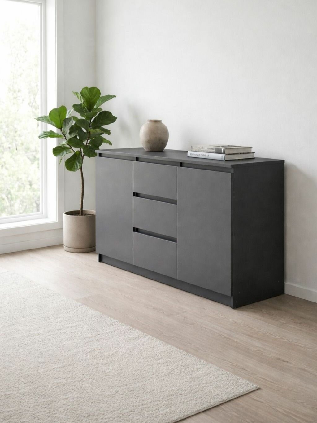 Комод для вещей "Бастион", с ящиками, графит, ЛДСП, 120 см x 76,8 см x 45 см