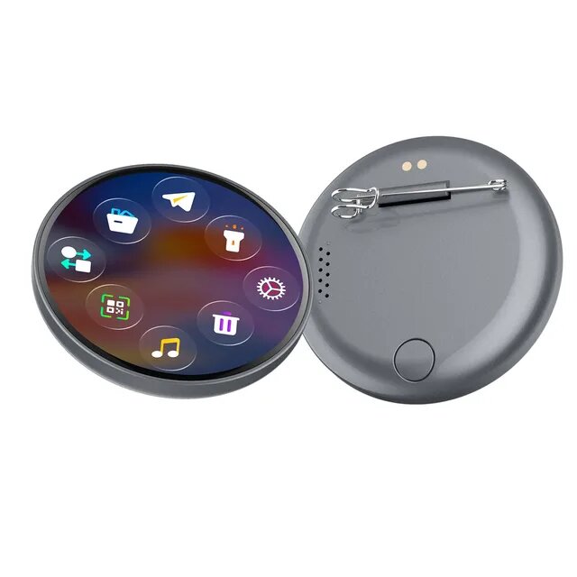 Электронный значок 1,8" IPS LCD круглый сенсорный Smart E-Badge чёрный