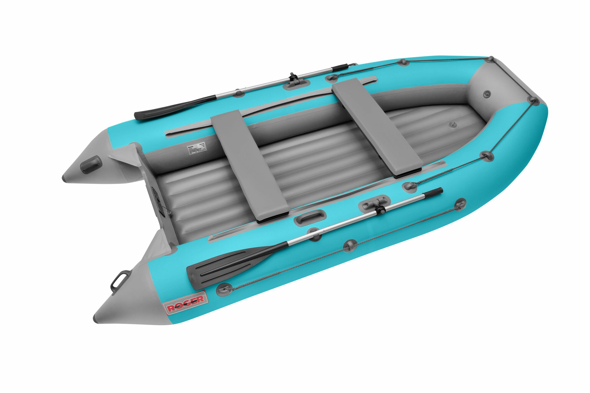 Лодка ПВХ под мотор НДНД ROGER Trofey 330, лодка надувная для рыбалки роджер (бирюзовый серый)