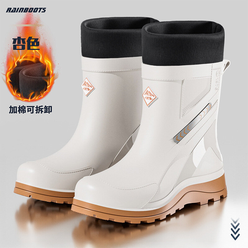 Мужские модные резиновые сапоги, удобные, универсальные ботинки на мягкой подошве для рыбалки на открытом воздухе, нескользящие кухонные ботинки, водонепроницаемые ботинки для мытья автомобилей. Размер обуви. EU:41