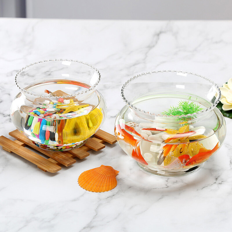 Компактный 16 см аквариум с кружевным декором для стола, идеален для водного выращивания растений и мелких аквариумных