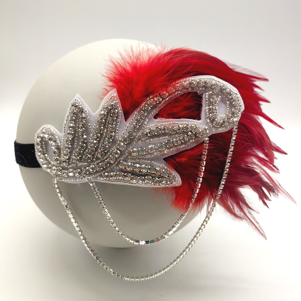 Женский головной убор для маскарада в стиле 1920-х годов, повязка на голову с перьями в стиле флаппер, аксессуар для вечеринки в стиле Гэтсби.