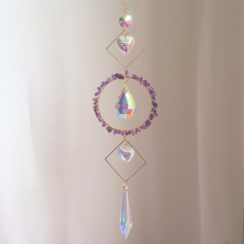 Яркий шар-призма в форме звезды и луны, садовый подвесной декор, металлический аксессуар, кристаллический ловец солнца, воздушное подвесное украшение, колокольчик.