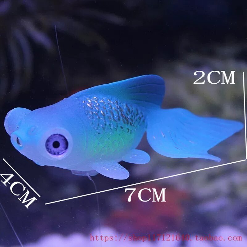 Несветящаяся синяя силиконовая золотая рыбка с присоской для домашнего декора