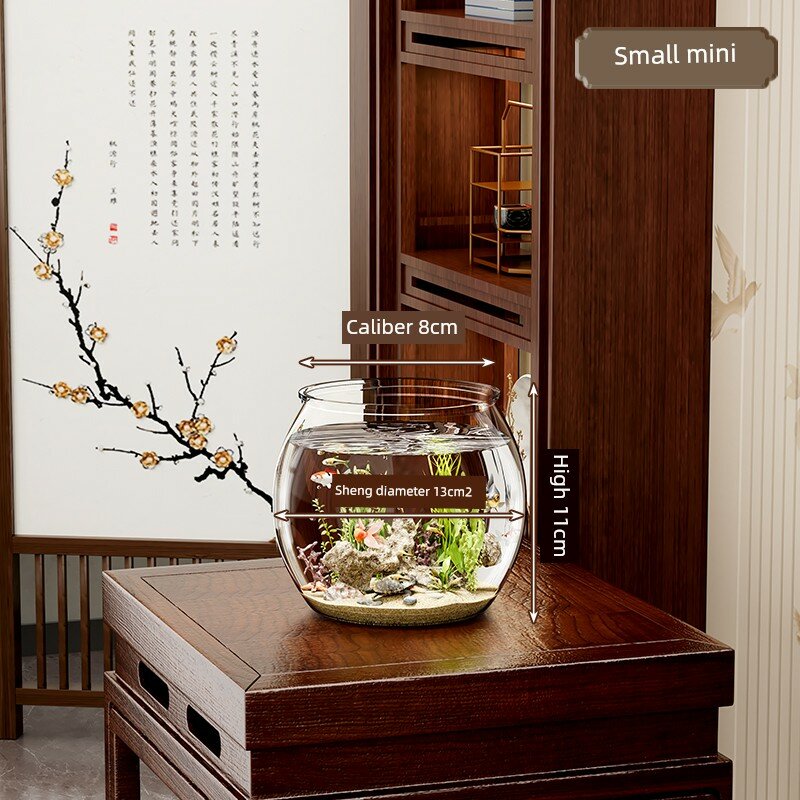 Мини-маленький круглый пластиковый ПЭТ ударопрочный прозрачный настольный аквариум