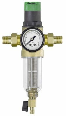 Фильтр промывной с редуктором снижения давления, стеклянный корпус TIM 1"