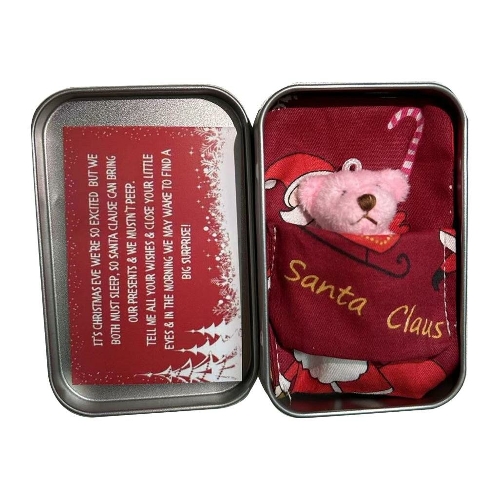 Мини-медвежонок в жестяной коробке, Розовый Медведь Красная сумка