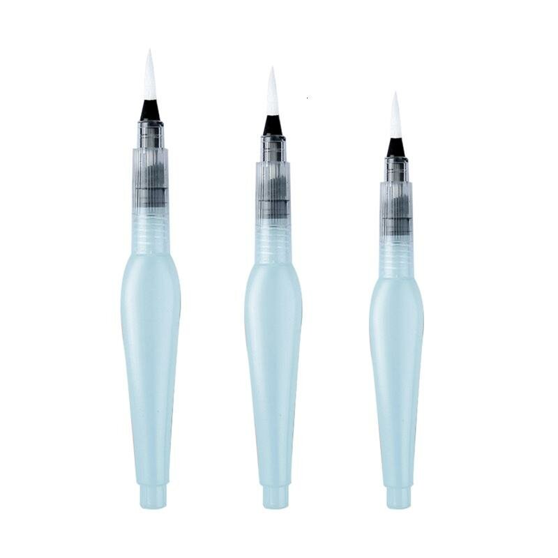 Акварельные кисти-перья, 3 синих наконечника стержня