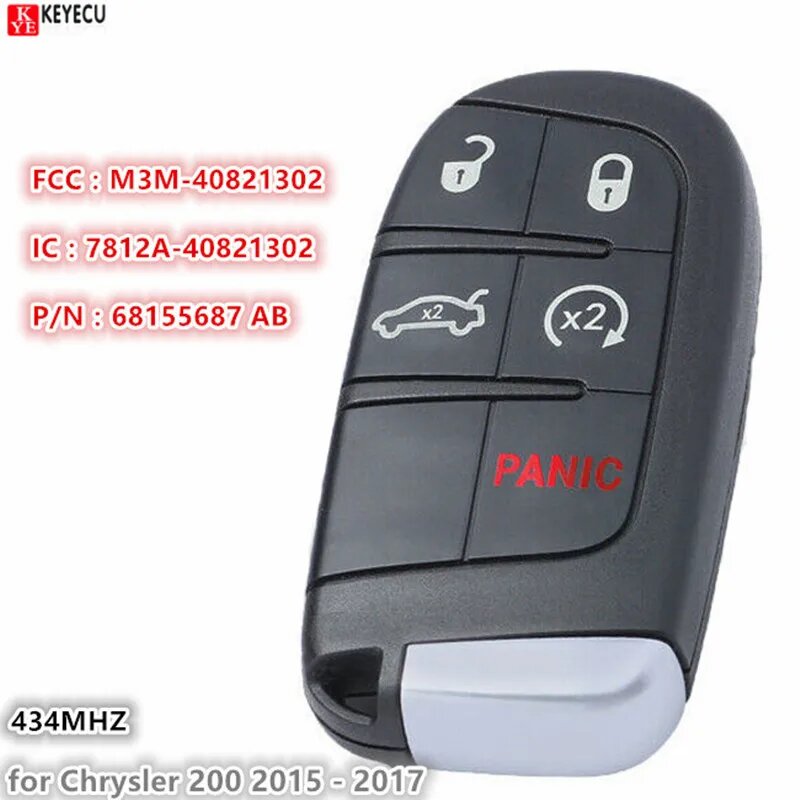 KEYECU для Dodge Charger 2019 2020 2021, смарт-ключ, 5 кнопок M3M- 40821302 HITAG AES PCF7953M 433 МГц 68394195 АА