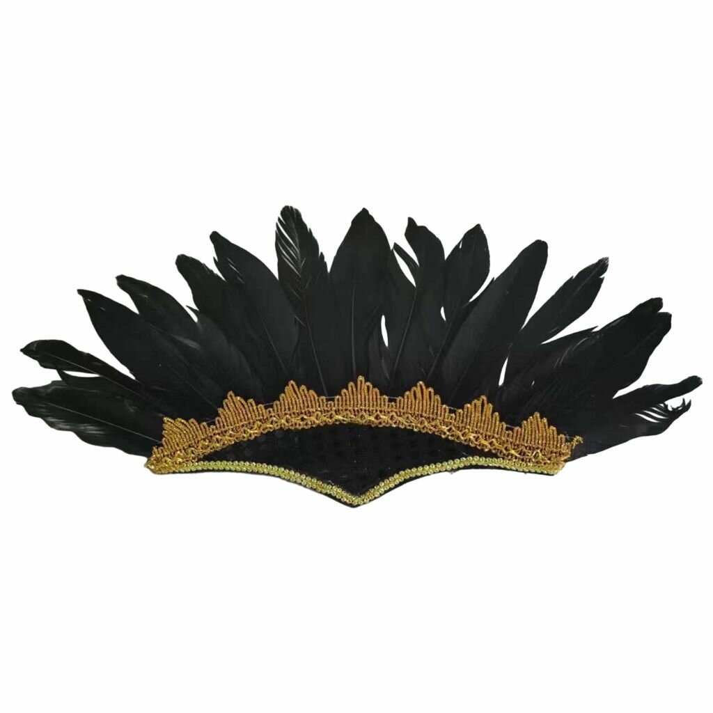 (1 шт.) Головной убор из перьев индейского вождя - черный