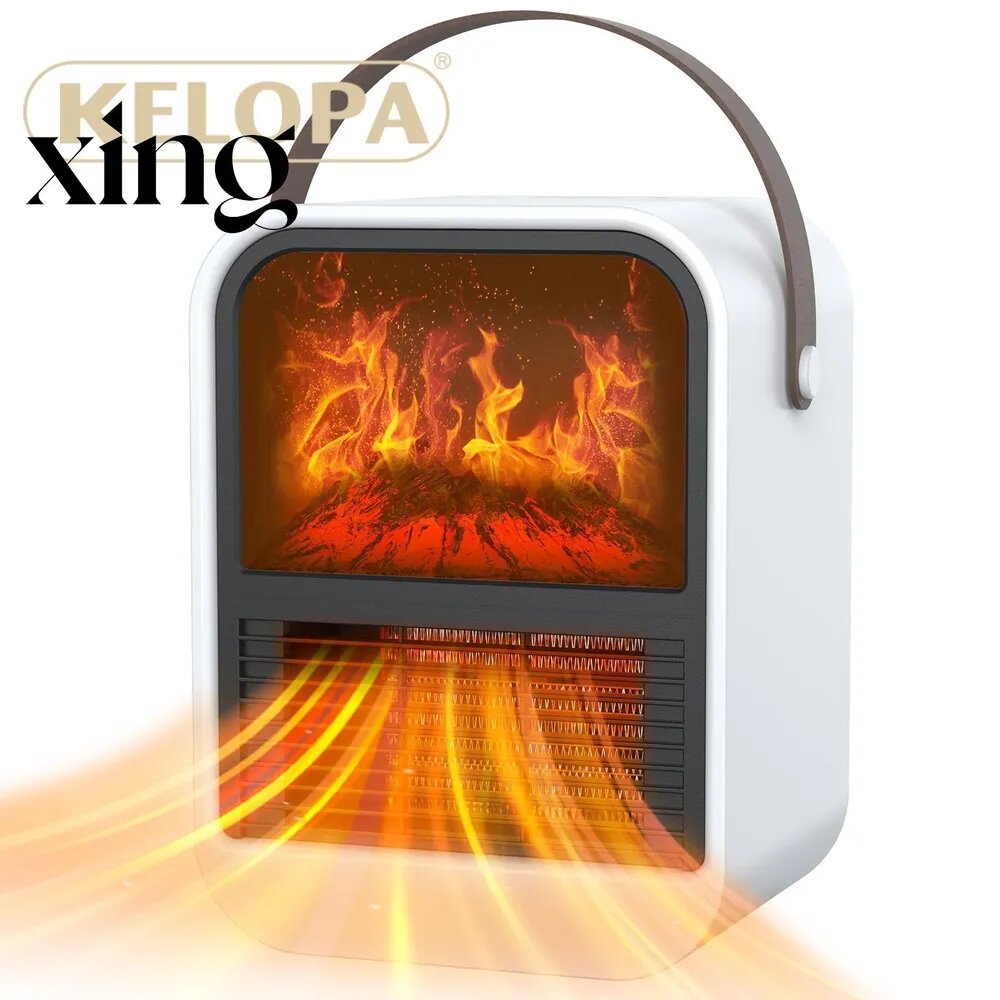 Обогреватель для дома KELOPA xing, 1000 Вт с эффектом камина белый