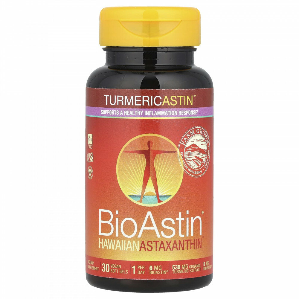 Nutrex Hawaii, Turmericastin ™, BioAstin® Hawaiian Astaxanthin®, 30 веганских мягких таблеток