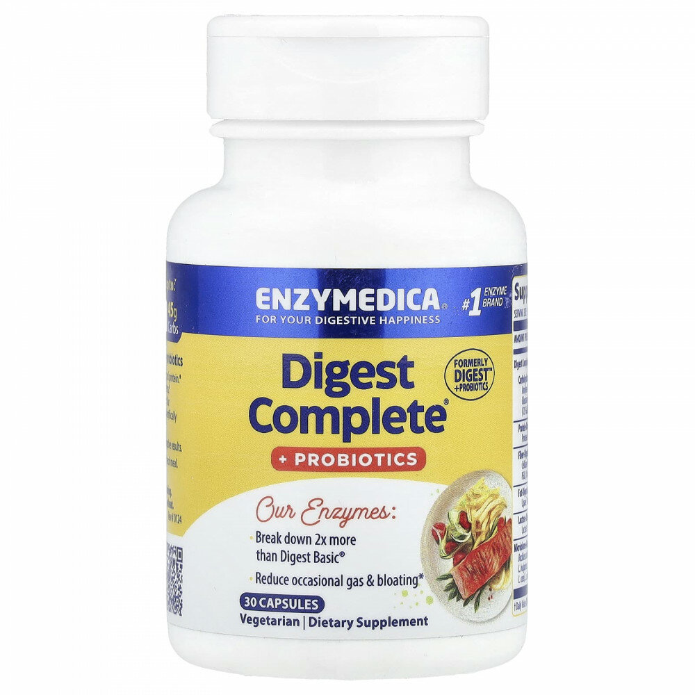 Enzymedica, Digest Complete® + пробиотики, 30 капсул