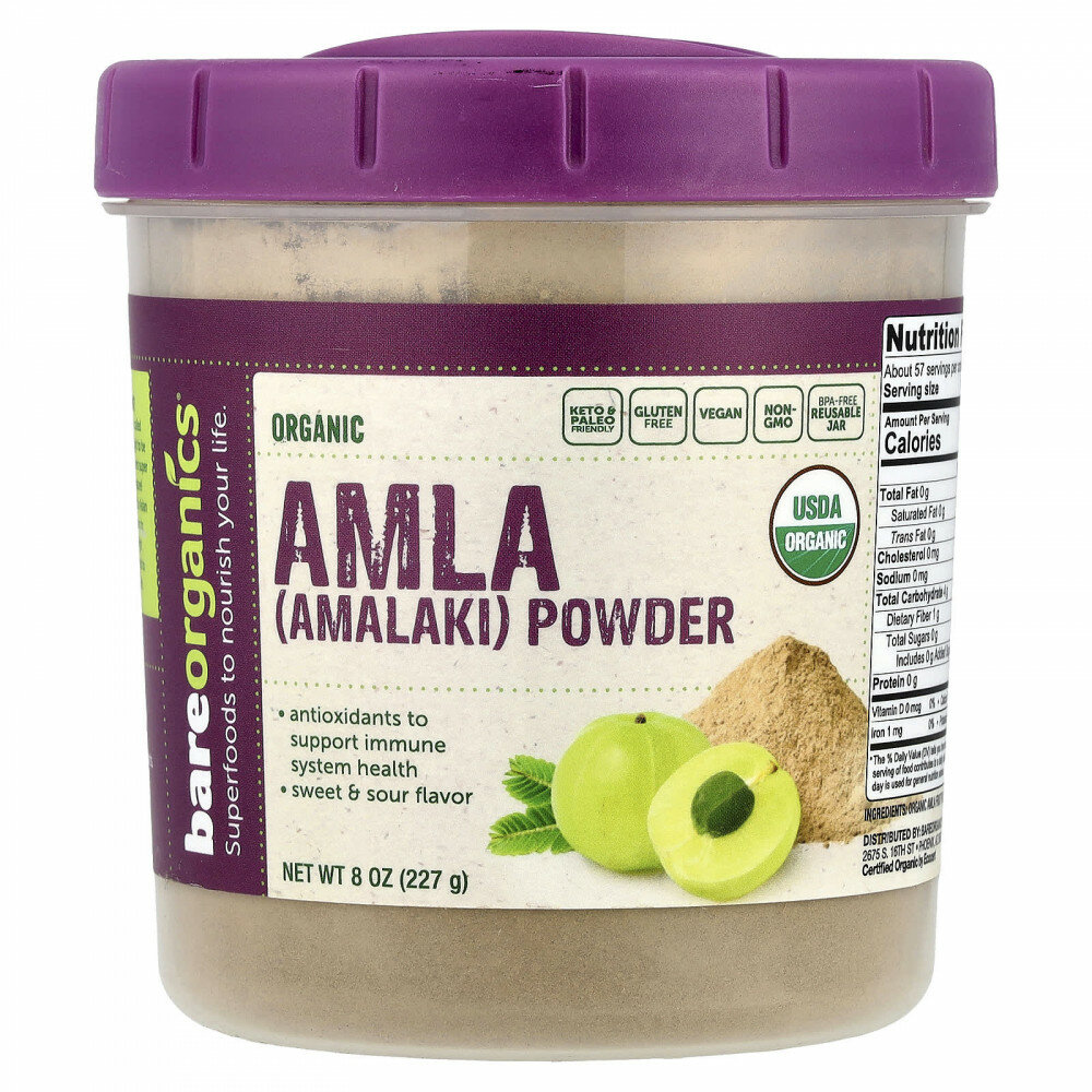 BareOrganics, органический порошок из амлы, 227 г (8 унций)