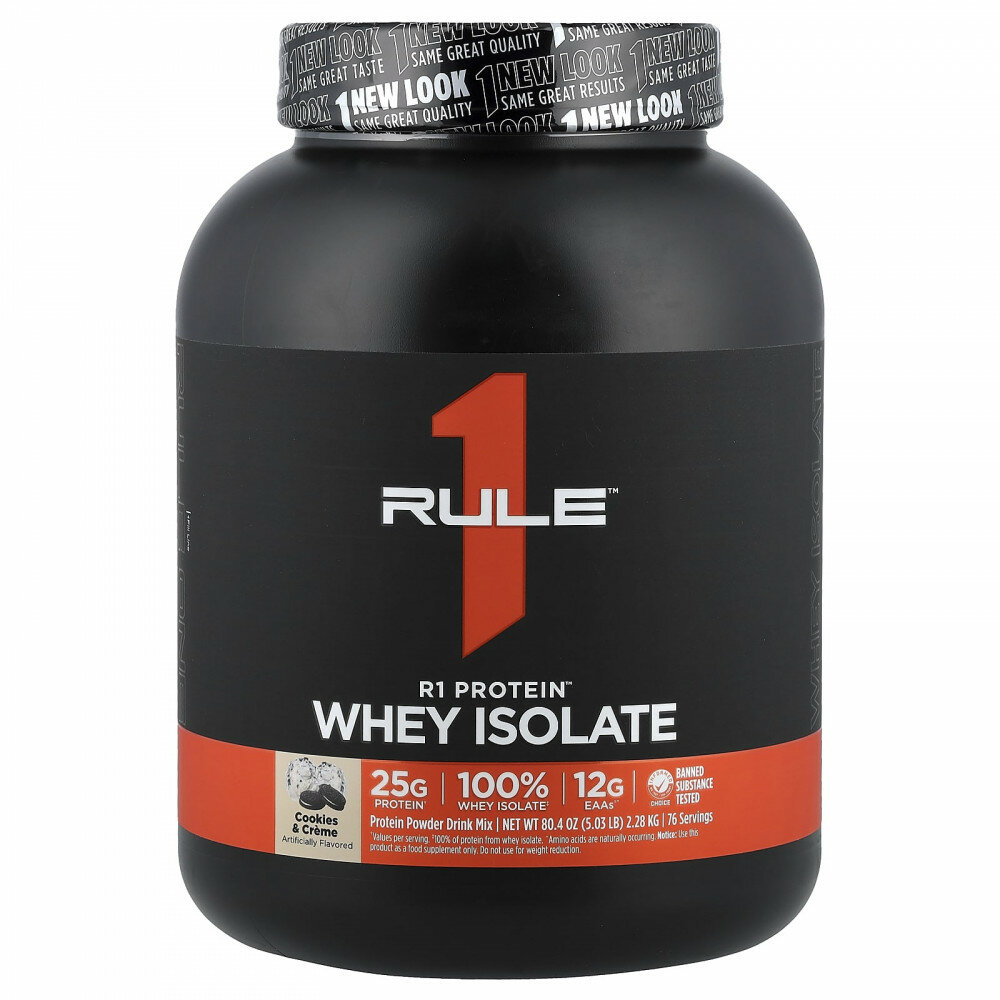 Rule One Proteins, R1 Protein™, сывороточный изолят, печенье и крем, 2,28 кг (5,03 фунта)