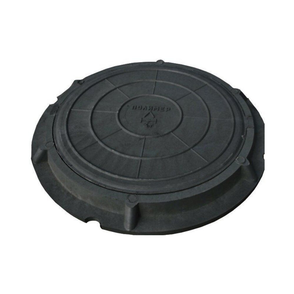 Люк канализационный ЯрКом полимерно-композитный, круглый, нагрузка 3 т, диаметр крышки люка 630 мм, чёрный