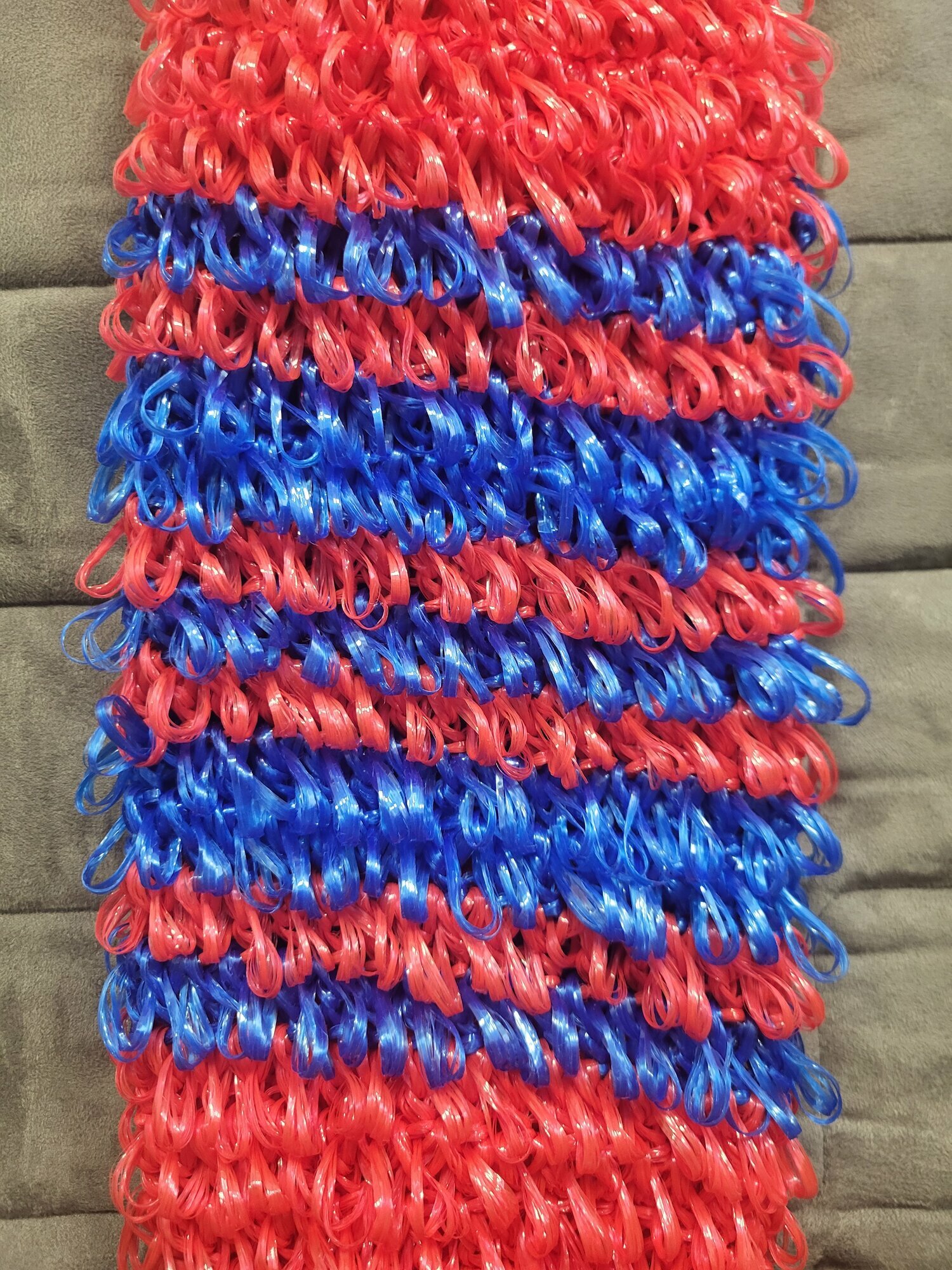 Мочалка для тела с ручками, ручная вязка, массажная, тонизирующая, 35см, с ручками 75см