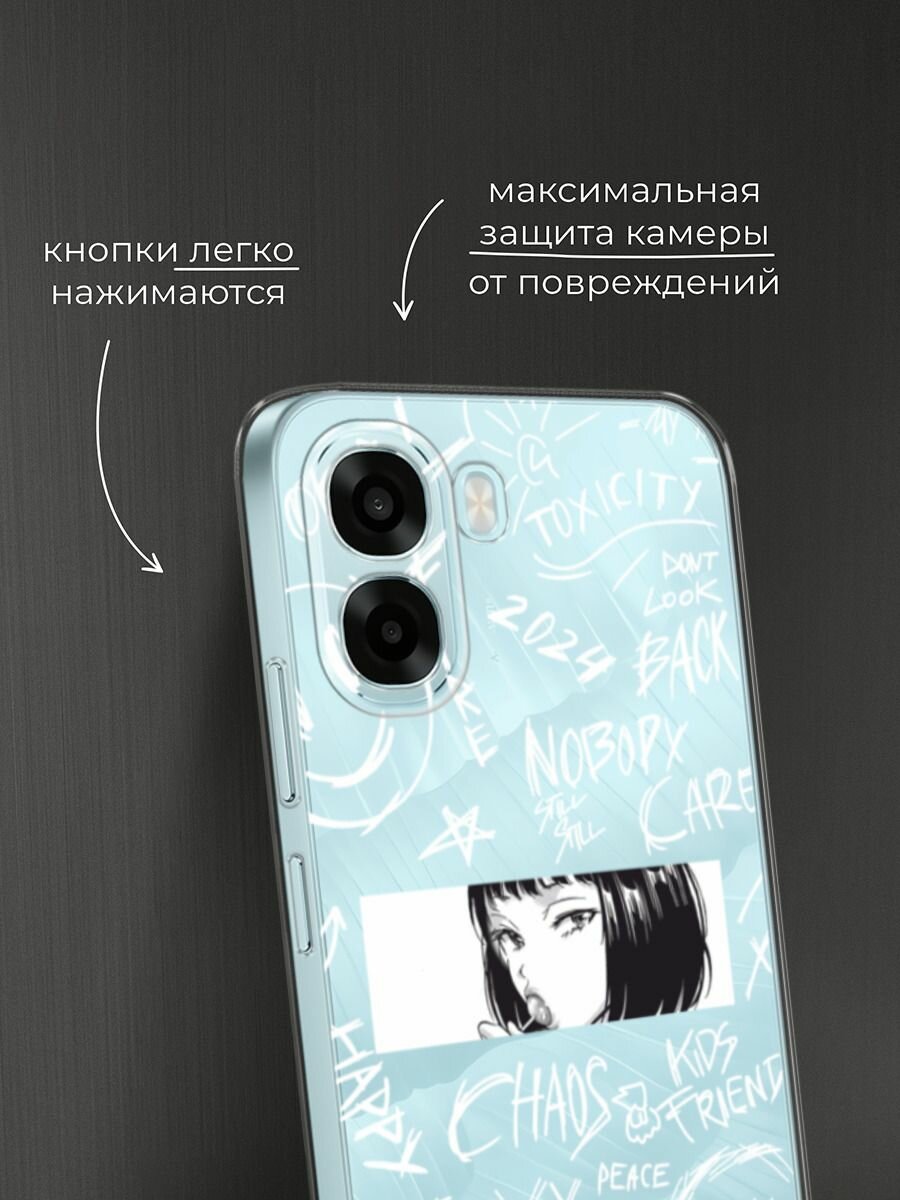 Чехол на Oppo A6x / Оппо A6x с принтом Manga graffiti white, прозрачный — фото 1
