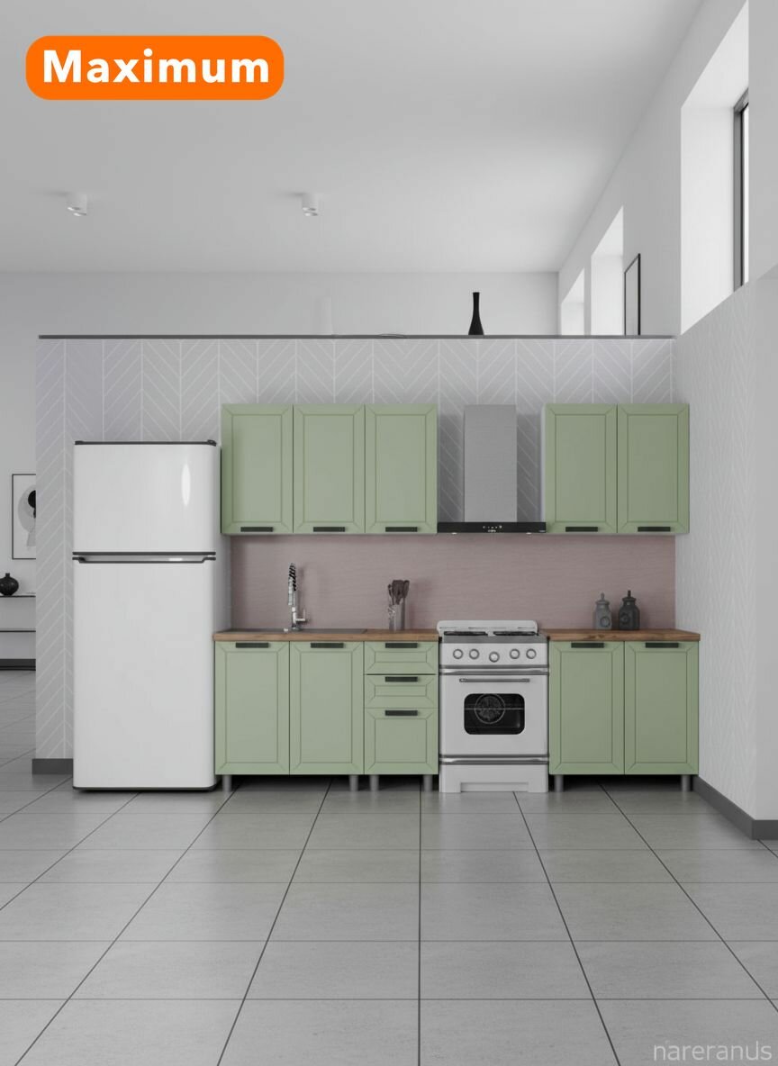 Кухня "Осака" 2 м, зеленый