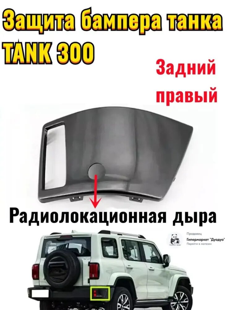 Защита бампера танка TANK 300 задний правый серый пластик для внедорожника